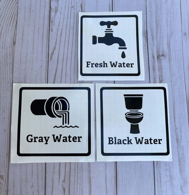Water Sign RV Safety Sign Car Fresh Water Grey Water Black Water Decal