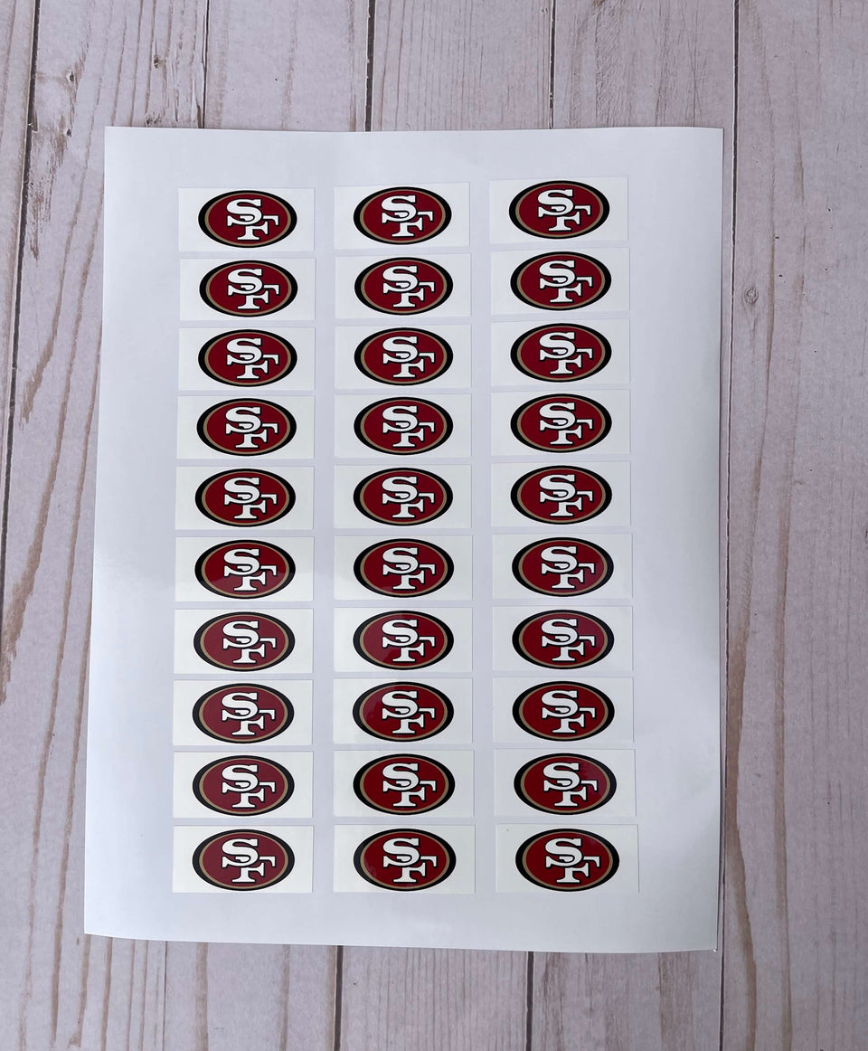 30 Custom Resin Dominoes Stickers with NFL NBA MBL Picture or Logo
