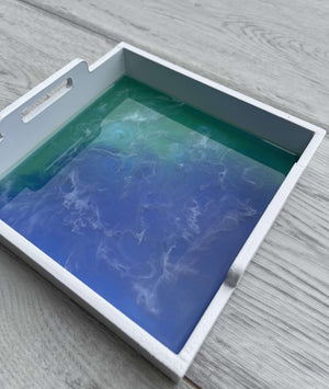 Ocean Breeze Wooden Tray Decor with Epoxy Resin