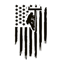 Lineman American Flag Electric Cable Worker Decal Permanent Outdoor Vi