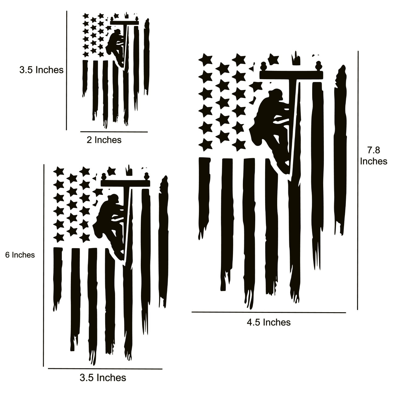 Lineman American Flag Electric Cable Worker Decal Permanent Outdoor Vi